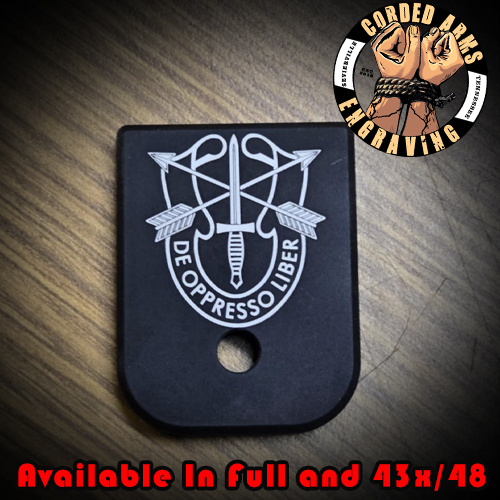 Special Forces Group Crest Engraved Aluminum Glock Magazine Base Plates