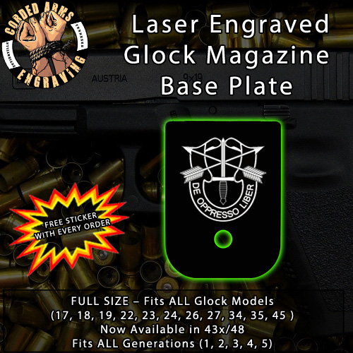 Special Forces Group Crest Engraved Aluminum Glock Magazine Base Plates
