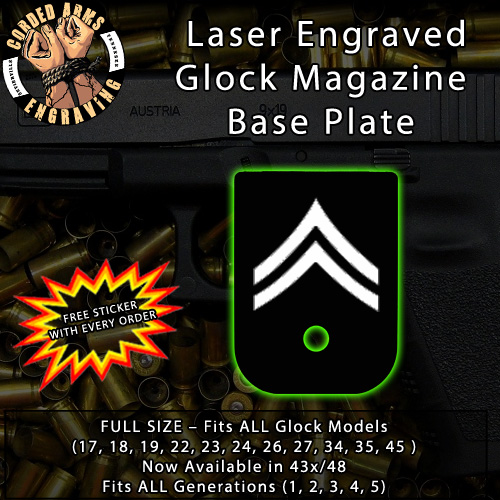 Corporal E4 Engraved Aluminum Glock Magazine Base Plates