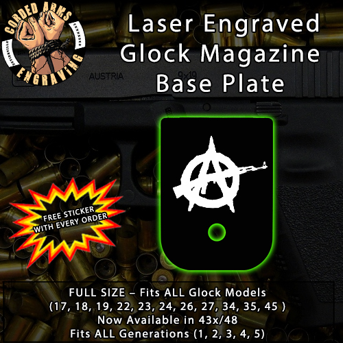 AK Anarchy Engraved Aluminum Glock Magazine Base Plates