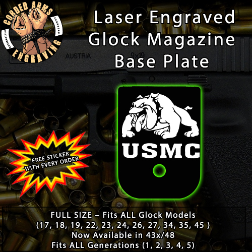 USMC Bulldog Engraved Aluminum Glock Magazine Base Plates
