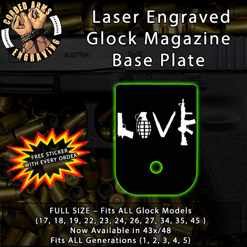 Love Engraved Aluminum Glock Magazine Base Plates