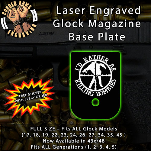 Zombie Hunter 2 Engraved Aluminum Glock Magazine Base Plates