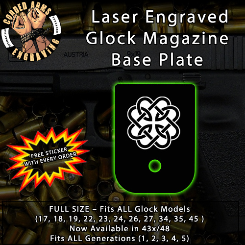 Celtic Knot Round Engraved Aluminum Glock Magazine Base Plates