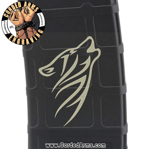 Tribal Wolf Laser Engraved Custom Pmag