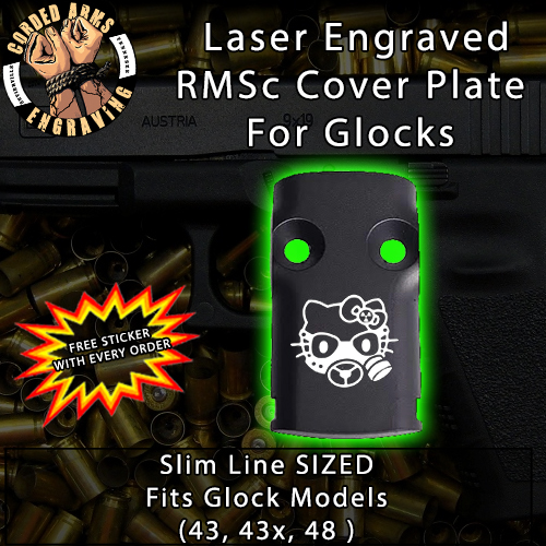 Gas Masked Hello Kitty Laser Engraved RMSc Cover Plate for Glock 43 ...