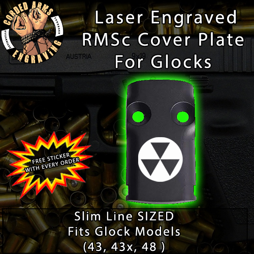 Fallout Laser Engraved RMSc Cover Plate for Glock 43, 43x, 48
