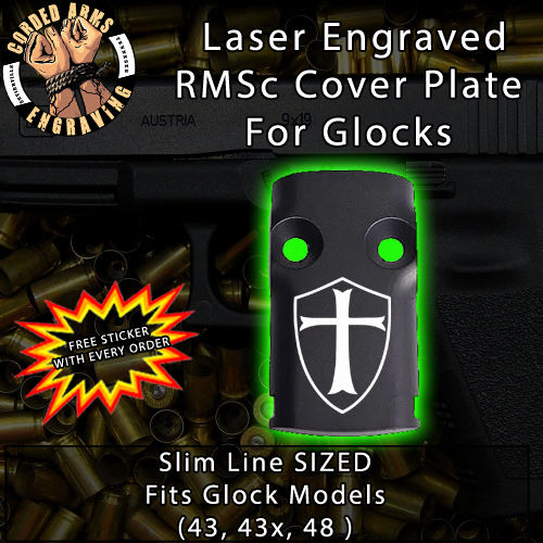 Knights Templar Shield Laser Engraved RMSc Cover Plate for Glock 43 ...