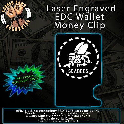 Navy Seabees Laser Engraved EDC Money Clip Credit Card Wallet