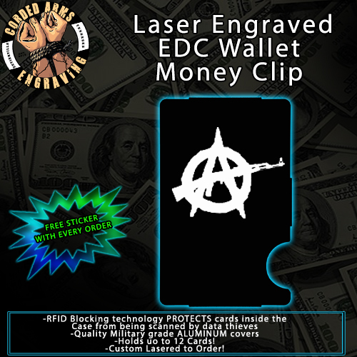 AK Anarchy Laser Engraved EDC Money Clip Credit Card Wallet